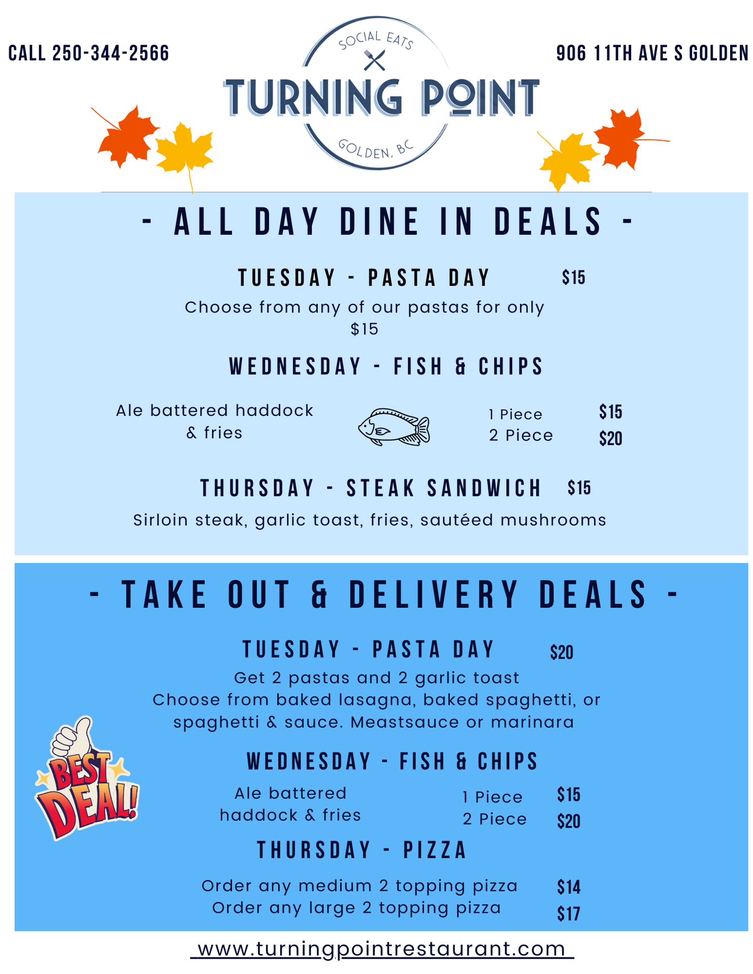 Turning Point Fall Features - The Turning Point Restaurant - Family ...