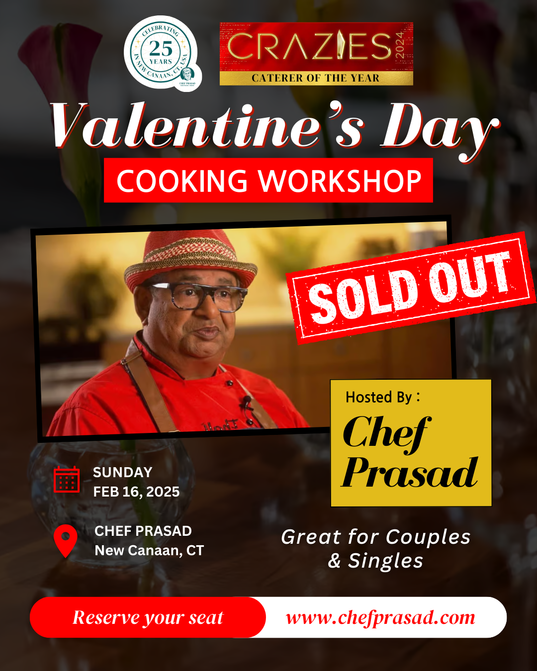 Valentine's Cooking Workshop - Chef Prasad | Indian Dining Experience | New Canaan, CT