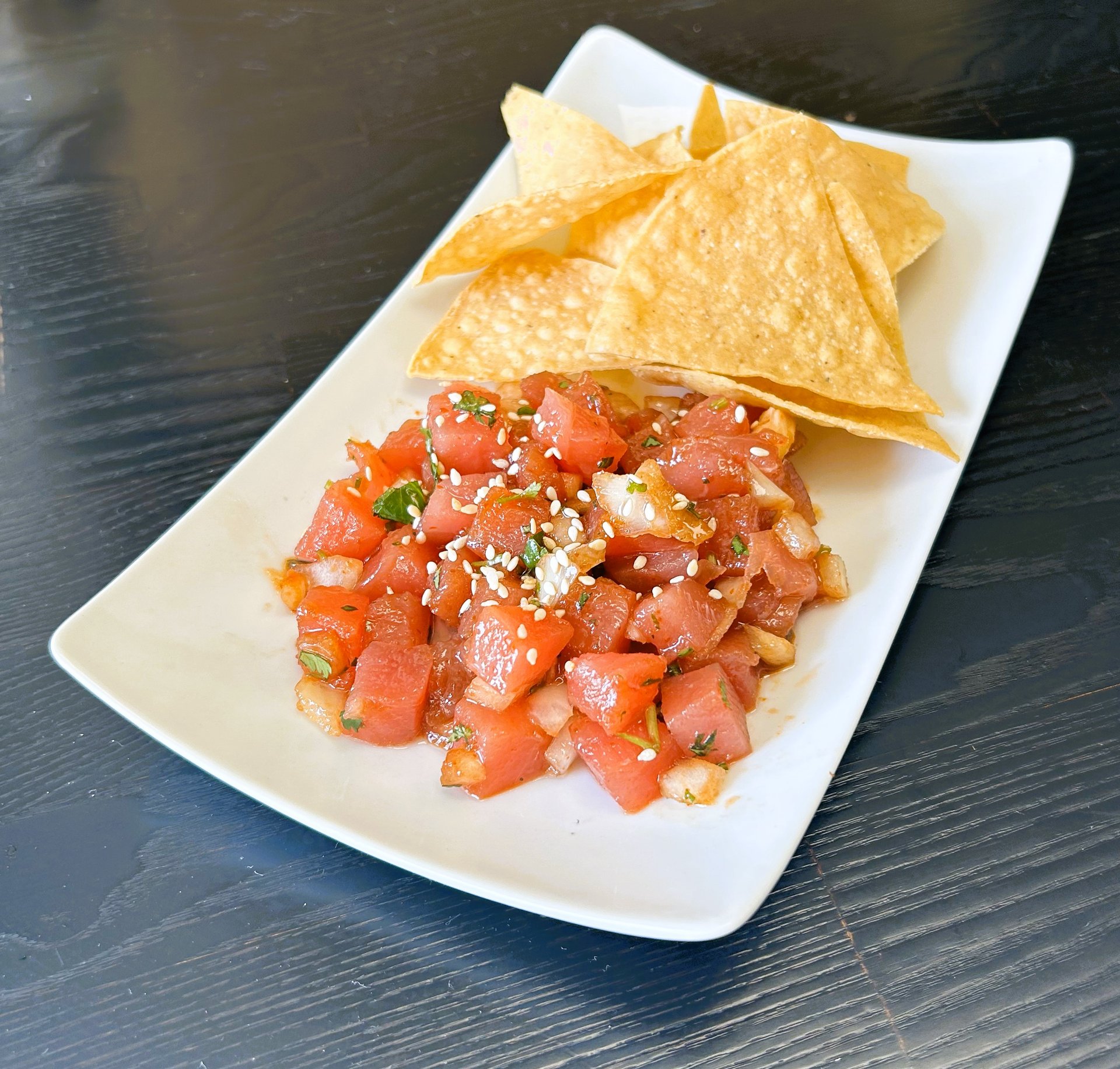 Ahi Tuna Poke W/Tortilla Chips Our Menu Hook'd Fish, 04/27/2024