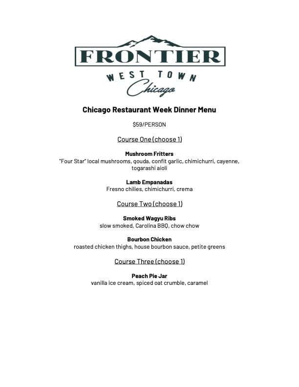 Chicago Restaurant Week - Frontier | Noble Square, Chicago, IL | Gastro ...