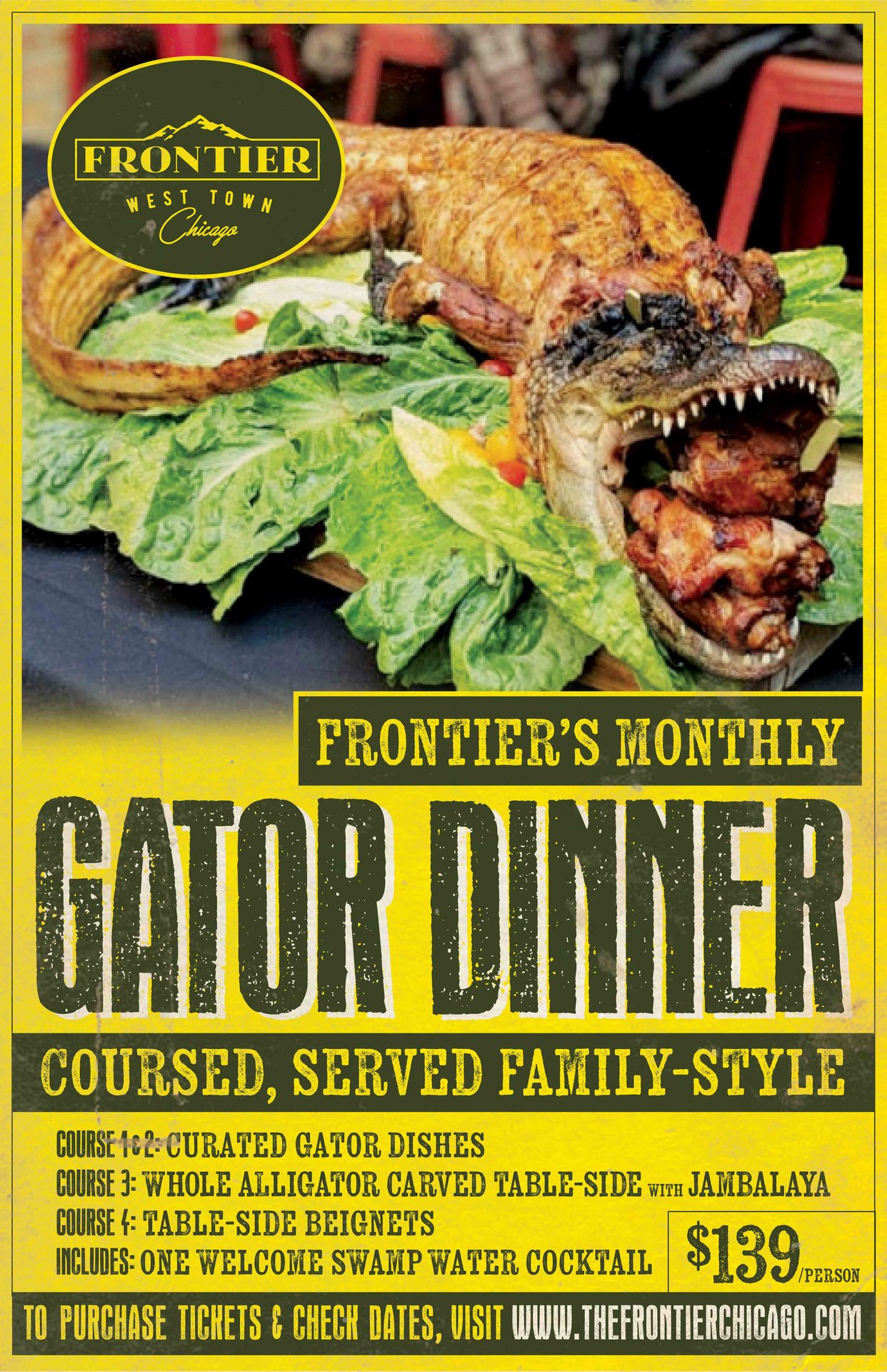 March Gator Dinner - Frontier | Noble Square, Chicago, IL | Gastro Pub ...