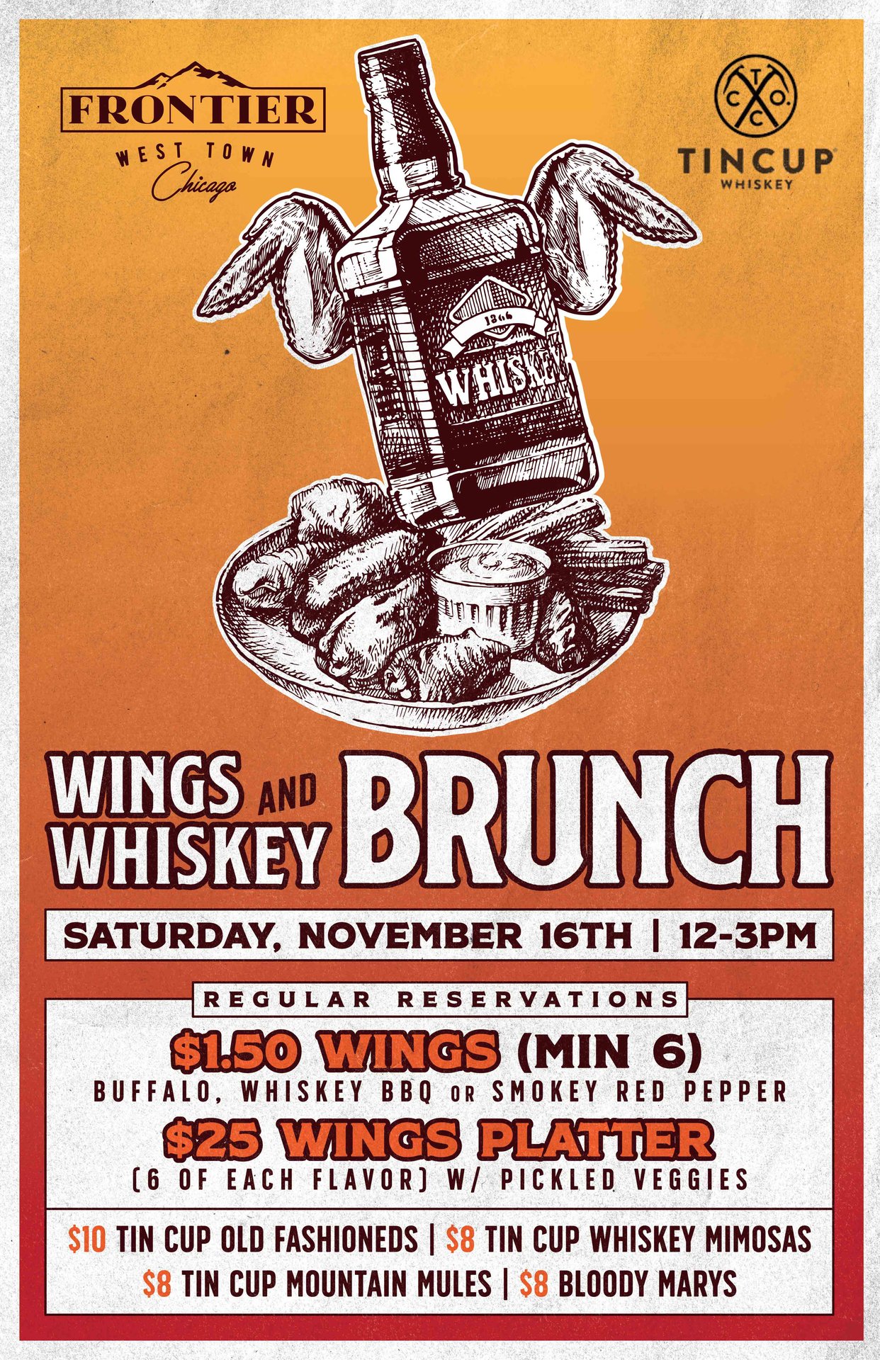 Wings & Whiskey Brunch - Frontier | Noble Square, Chicago, IL | Gastro ...