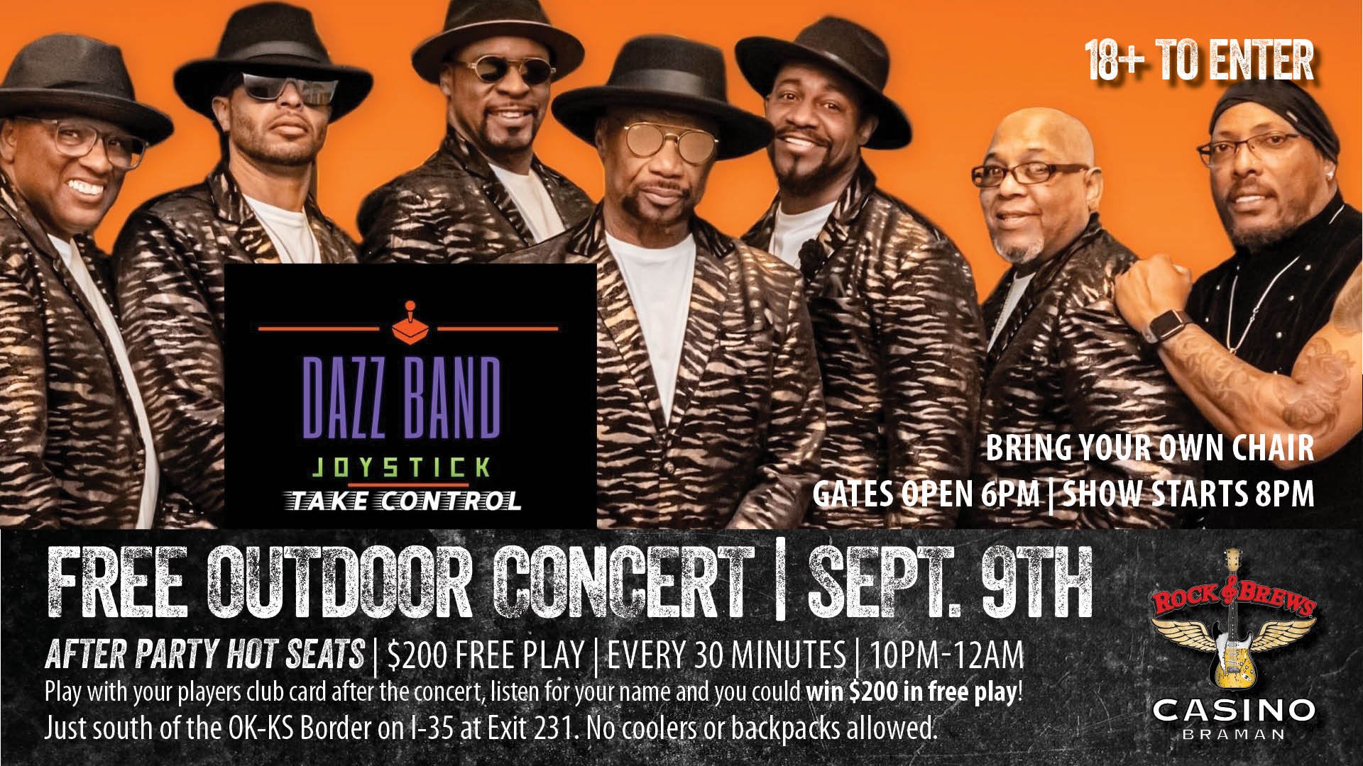 DAZZ Band Free Outdoor Concert - Rock & Brews Casino Braman - Casino ...