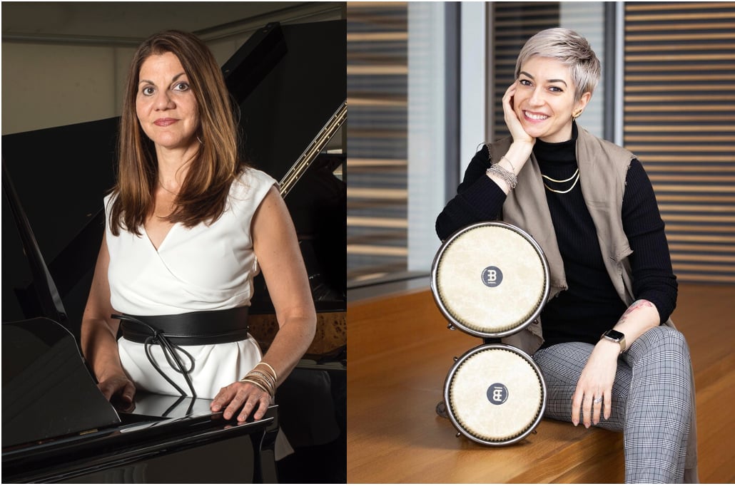 Pianist/composer Anne Sajdera and vocalist/percussionist Amelie Anna ...