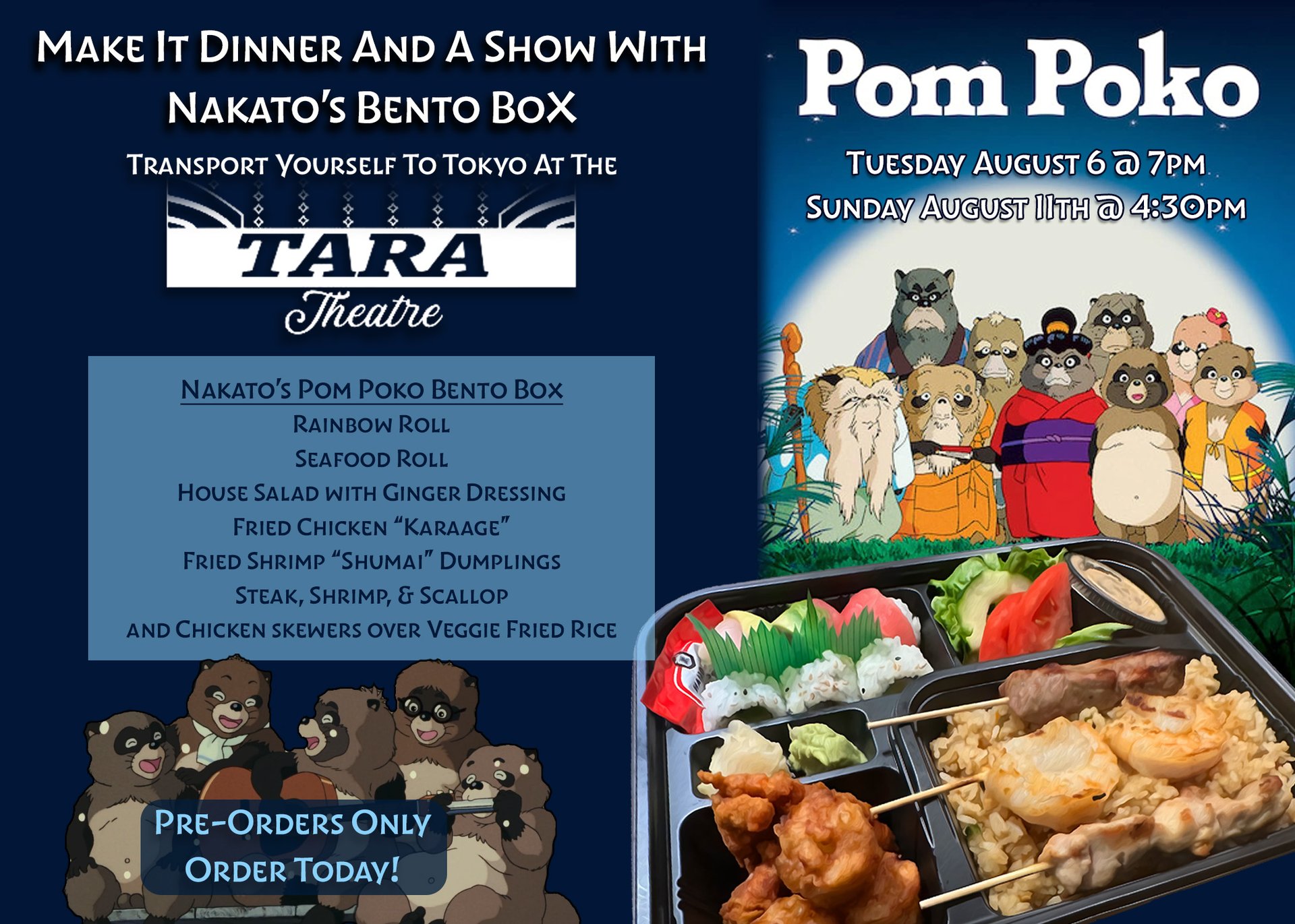 Pom Poko and Nakato Bento Box at Tara Theatre - Nakato Japanese ...