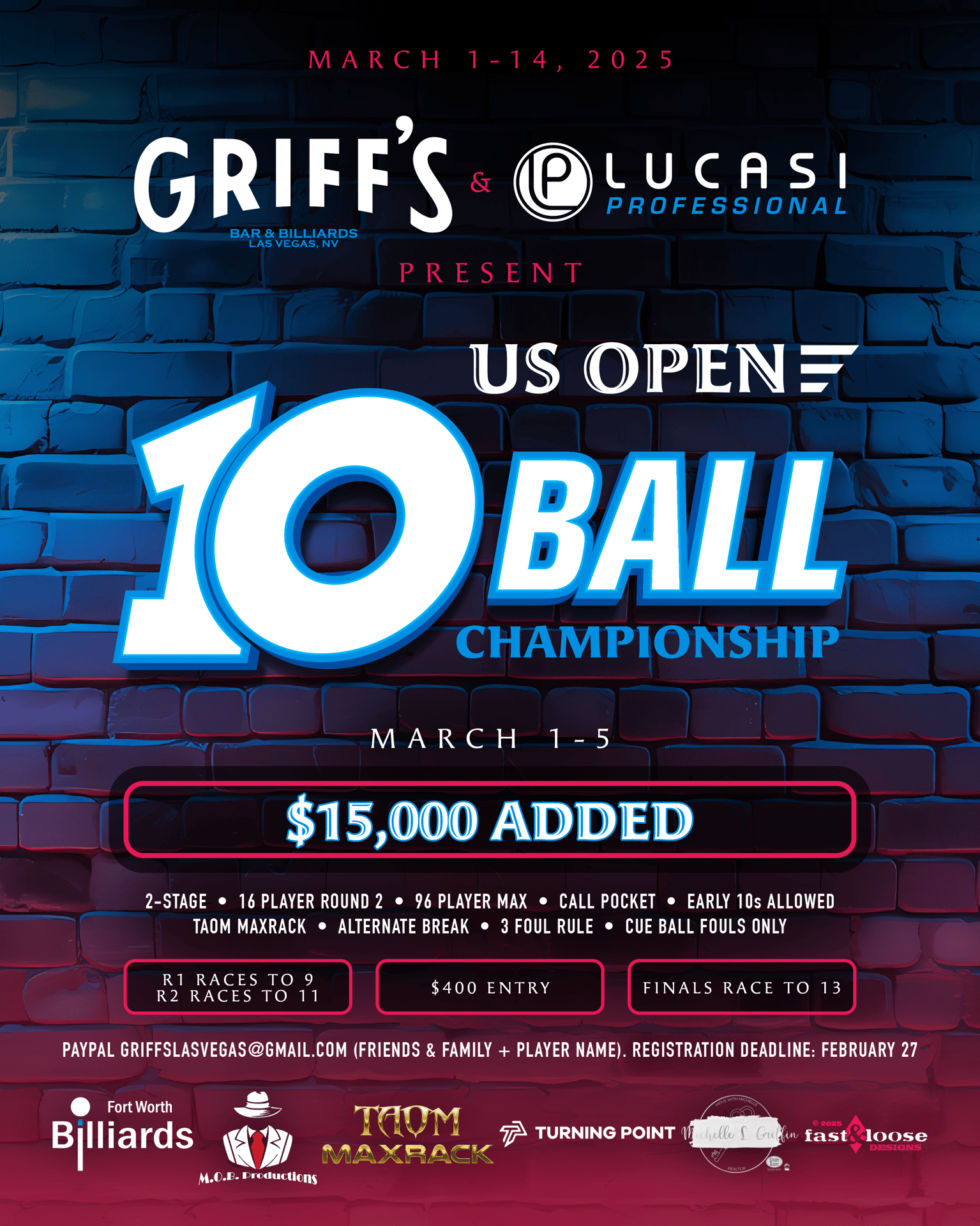 2025 US Open 10 Ball Championship - Griff's Bar & Billiards - Las Vegas, NV