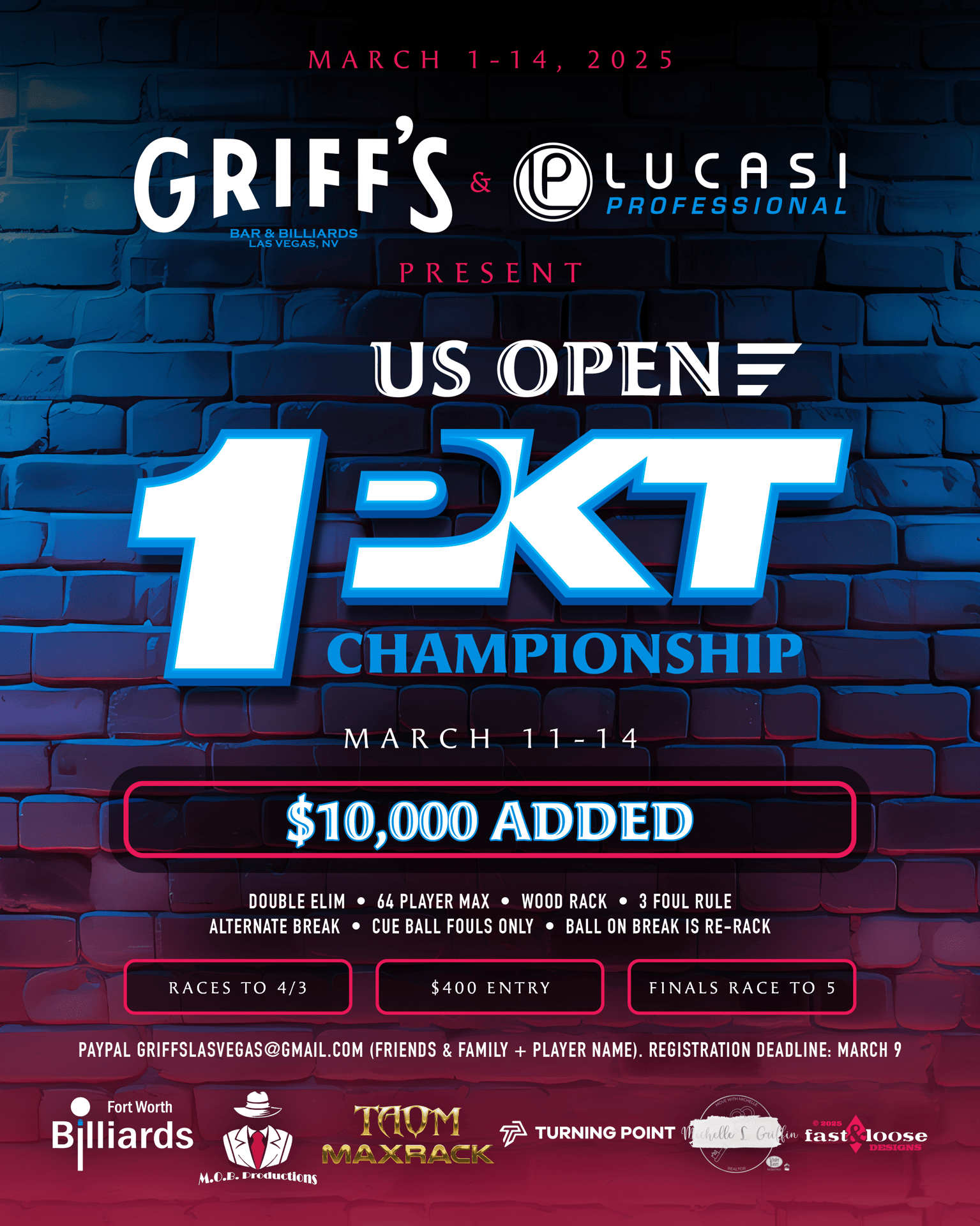 2025 US Open One Pocket Championship - Griff's Bar & Billiards - Las ...