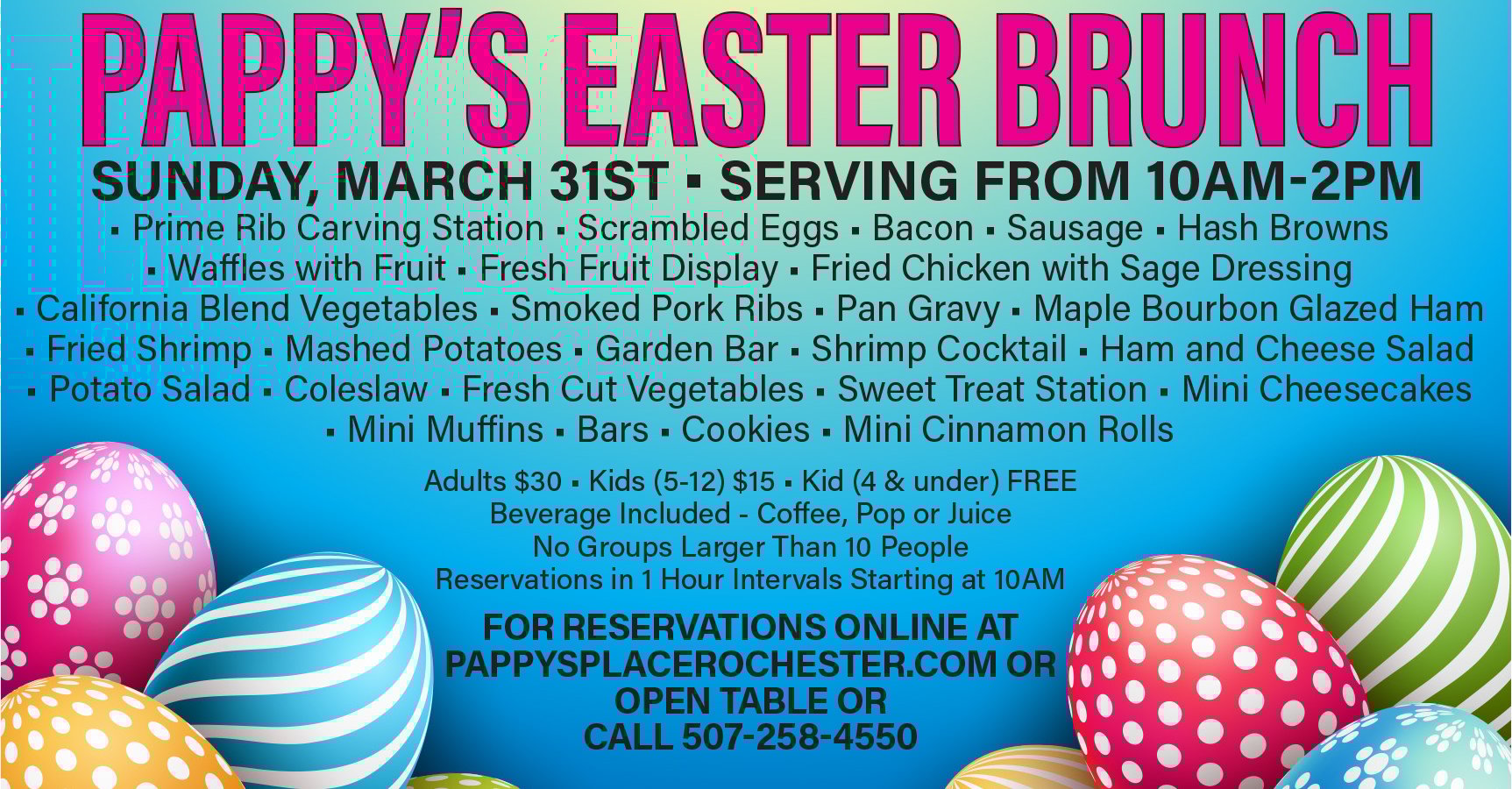 Easter Brunch - Pappy's Place- Rochester, MN AMERICAN FARE WITH A FLAIR