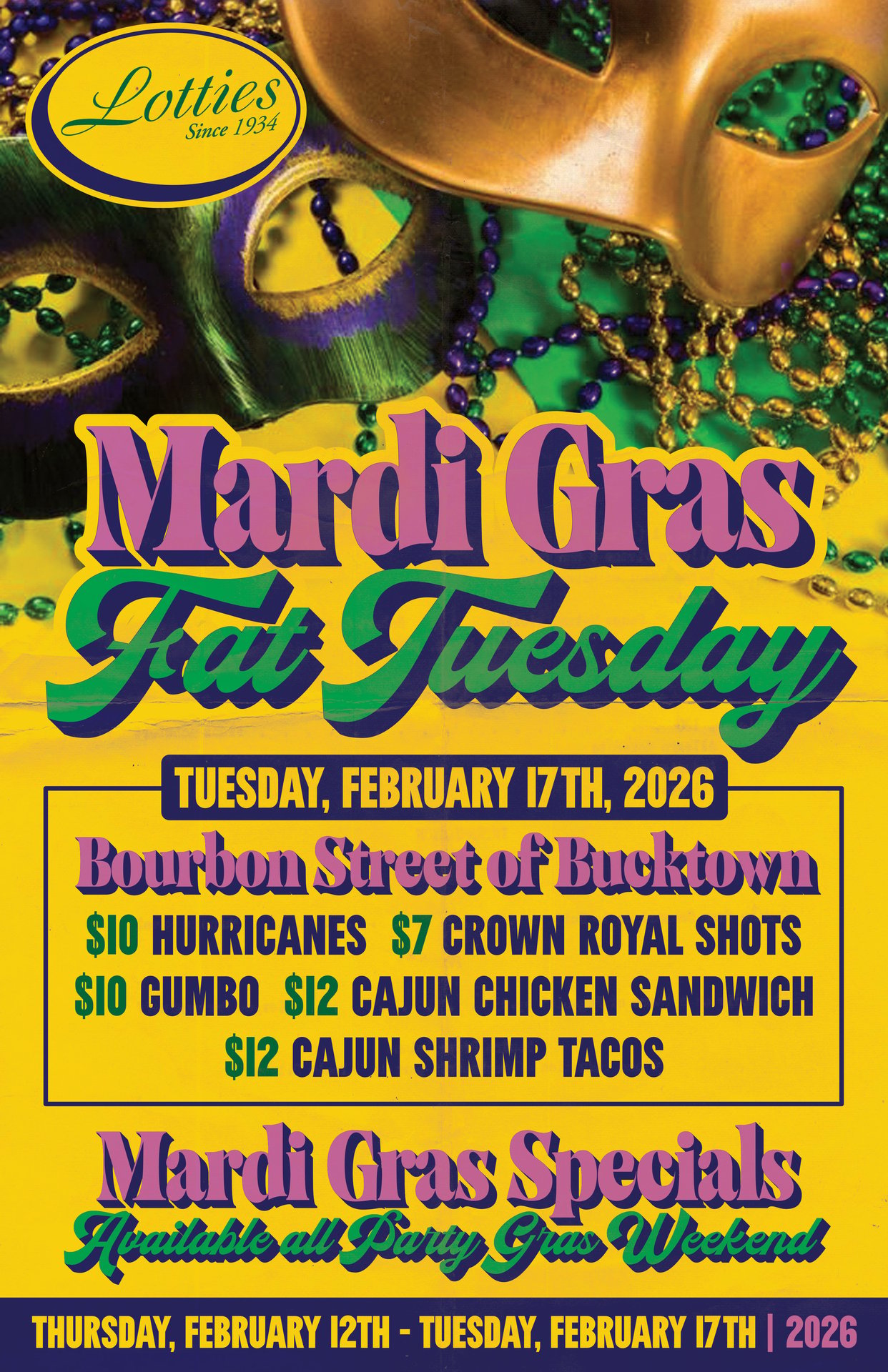 Mardi Gras Fat Tuesday - Lottie's Pub | Classic Chicago Bar in Chicago