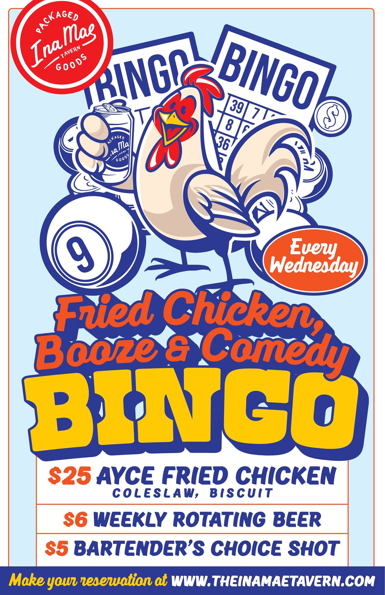 Fried Chicken, Booze & Comedy Bingo - Ina Mae Tavern & Packaged Goods ...