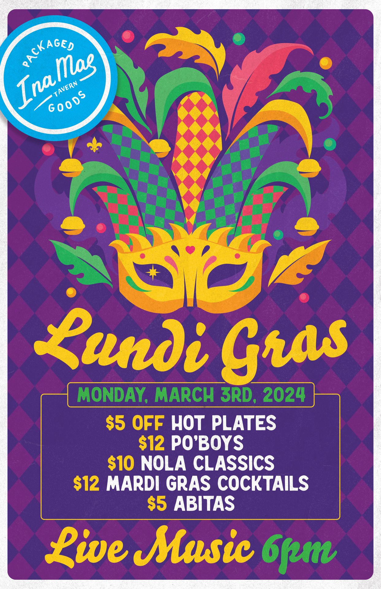 Mardi Gras Pop-Up: Lundi Gras - Ina Mae Tavern & Packaged Goods ...
