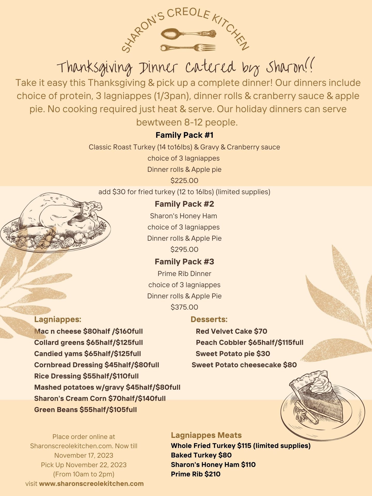 Thanksgiving Menu - Sharon's Creole Kitchen - Creole Restaurant in ...