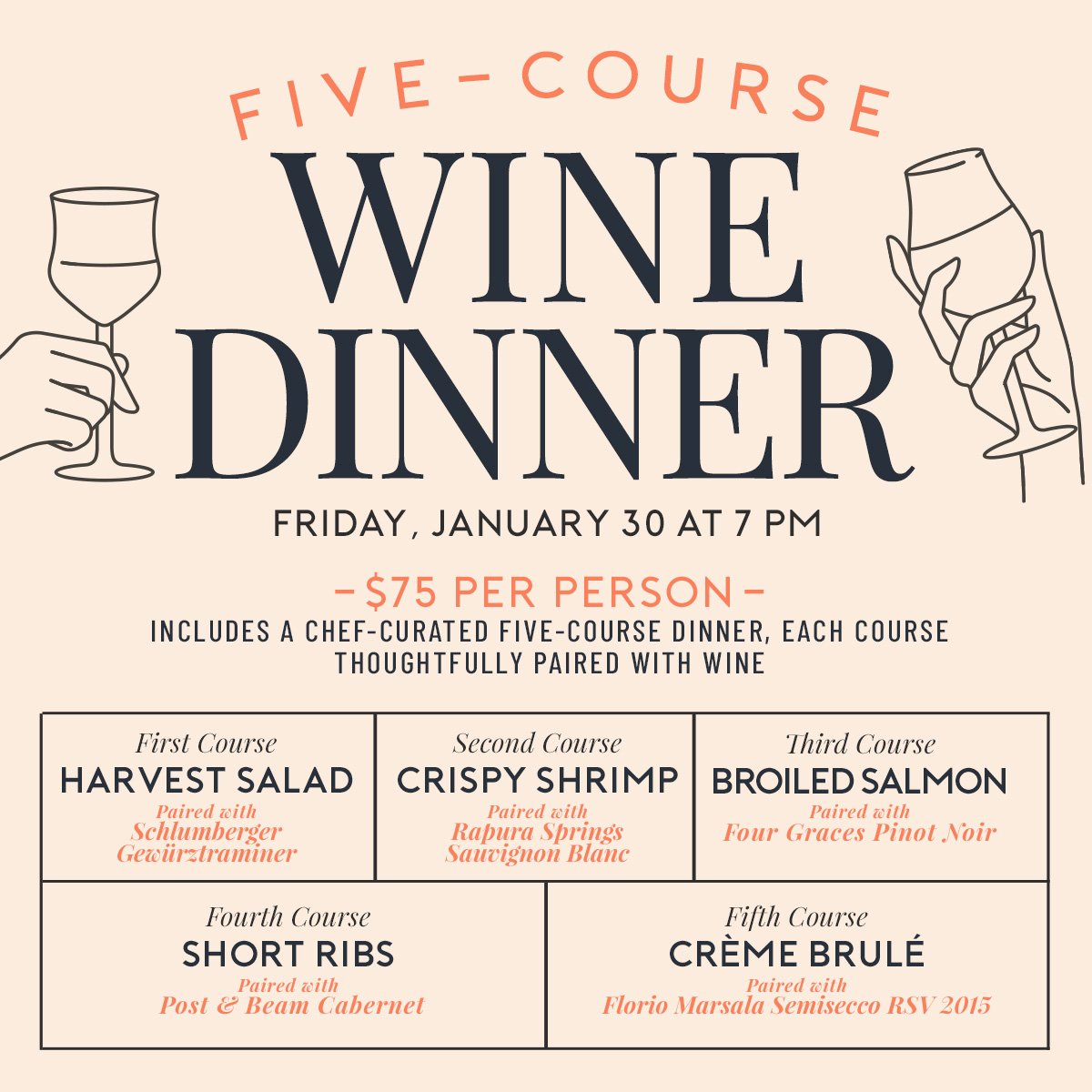 FIVE-COURSE WINE DINNER - Porter Kitchen & Deck - Chicago River ...