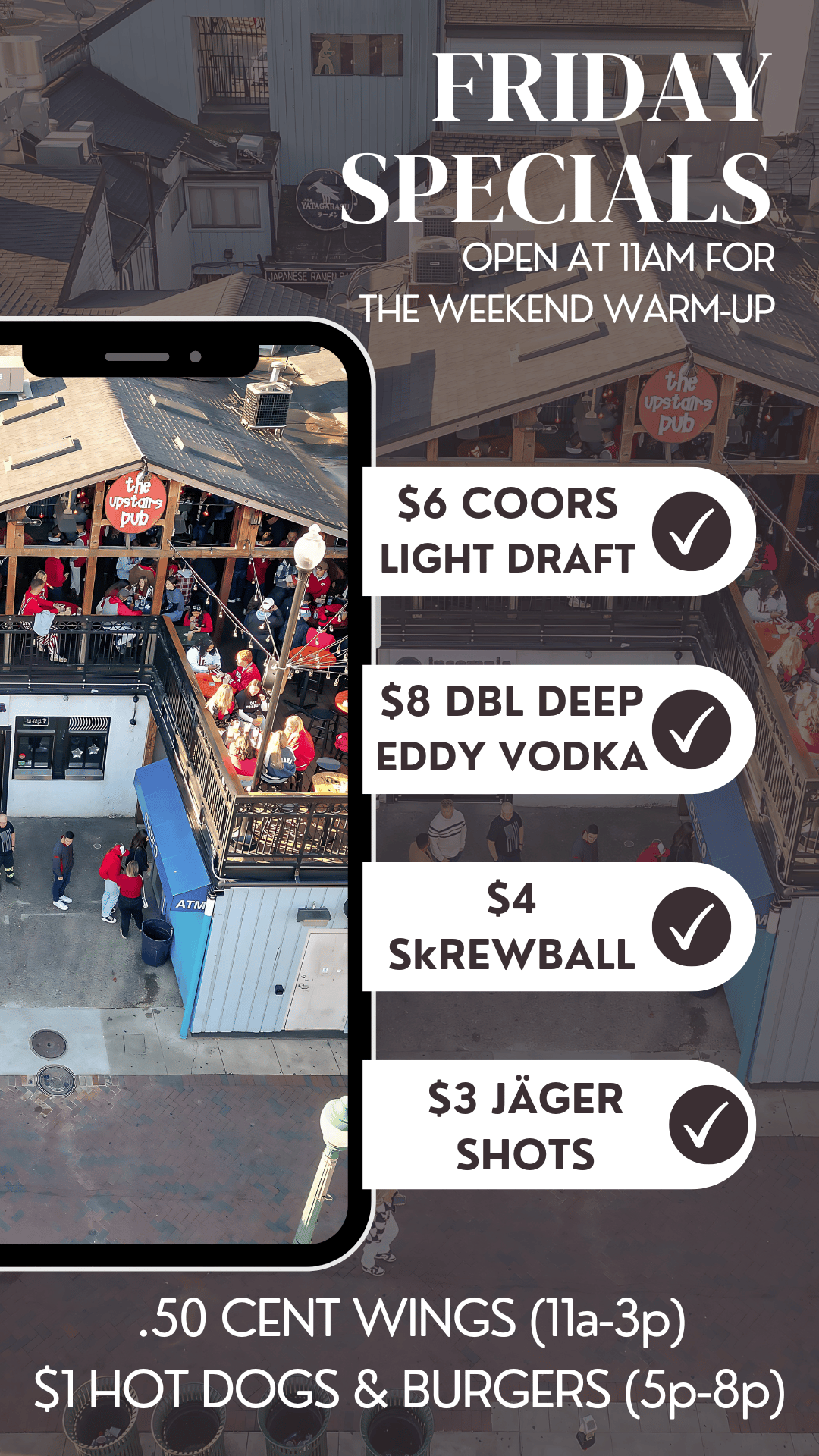 Friday Drink Specials - The Upstairs Pub