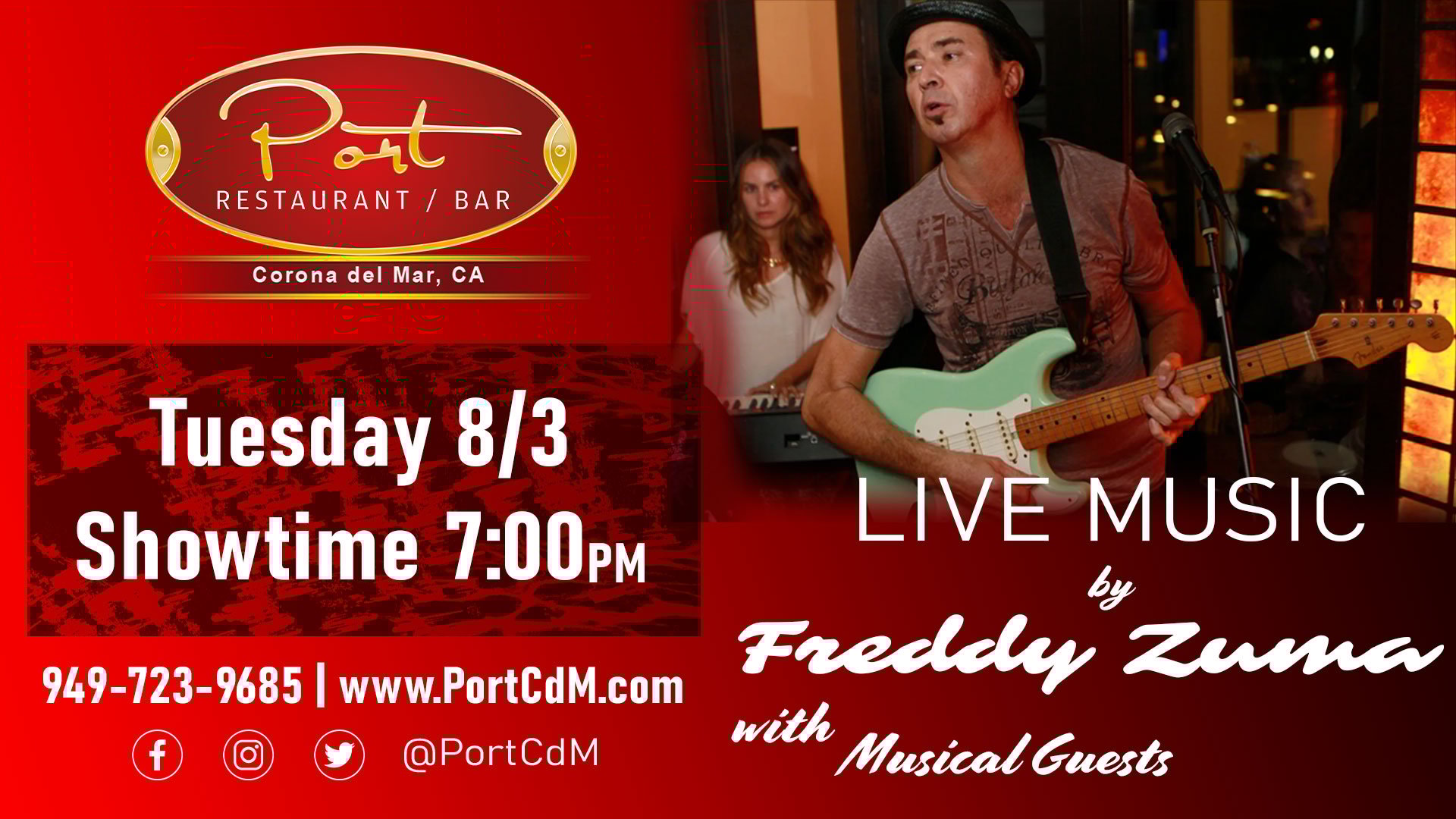 Freddy Zuma Live at PortCdM - Port Restaurant and Bar - Mediterranean ...