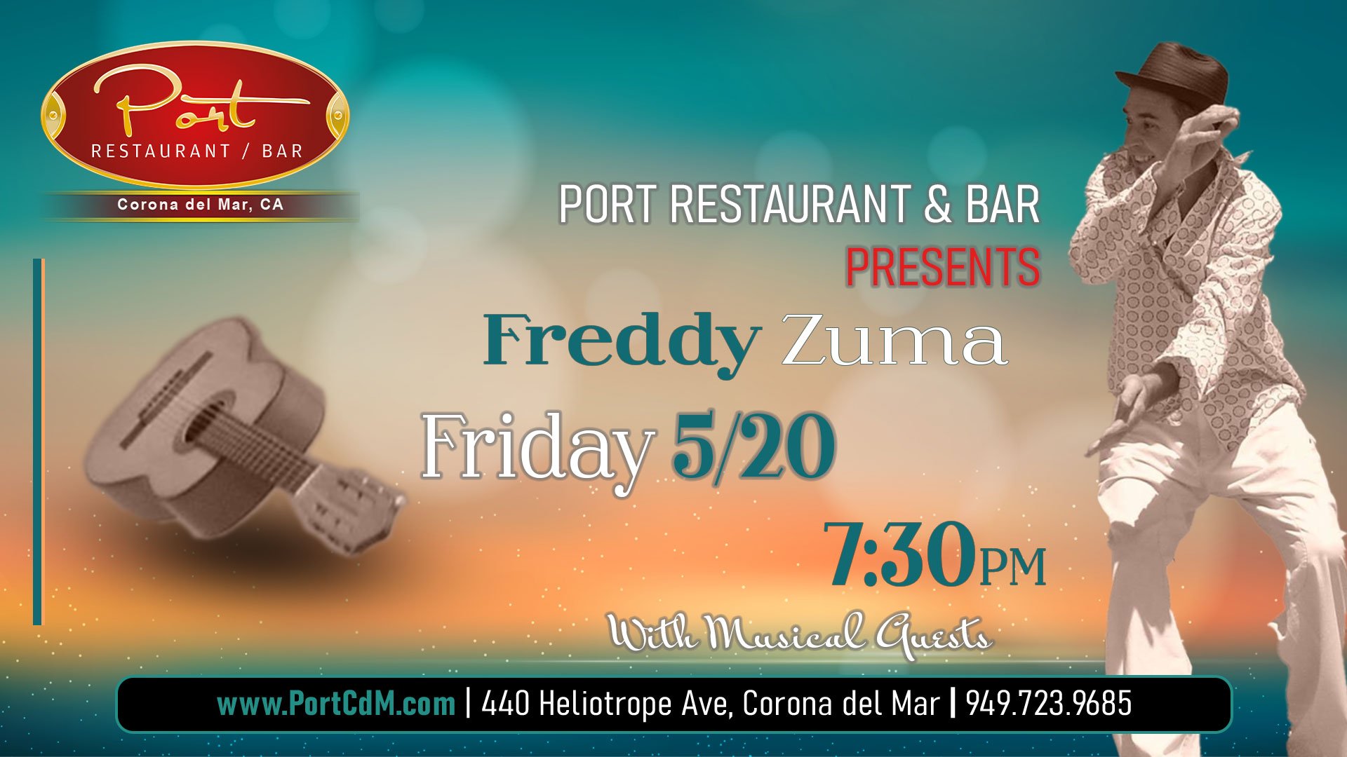 Freddy Zuma Live at PortCdM - Port Restaurant and Bar - Mediterranean ...