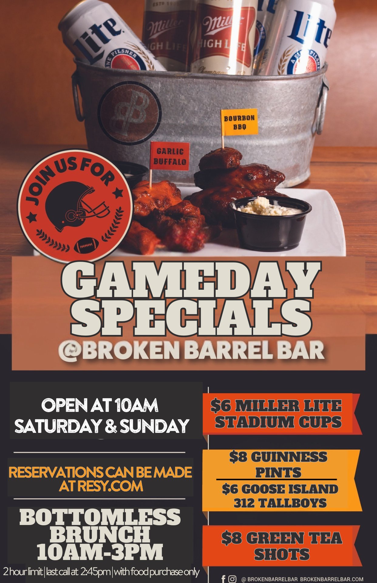 Saturday + Sunday Specials - The Broken Barrel Bar - Sports Bar in ...