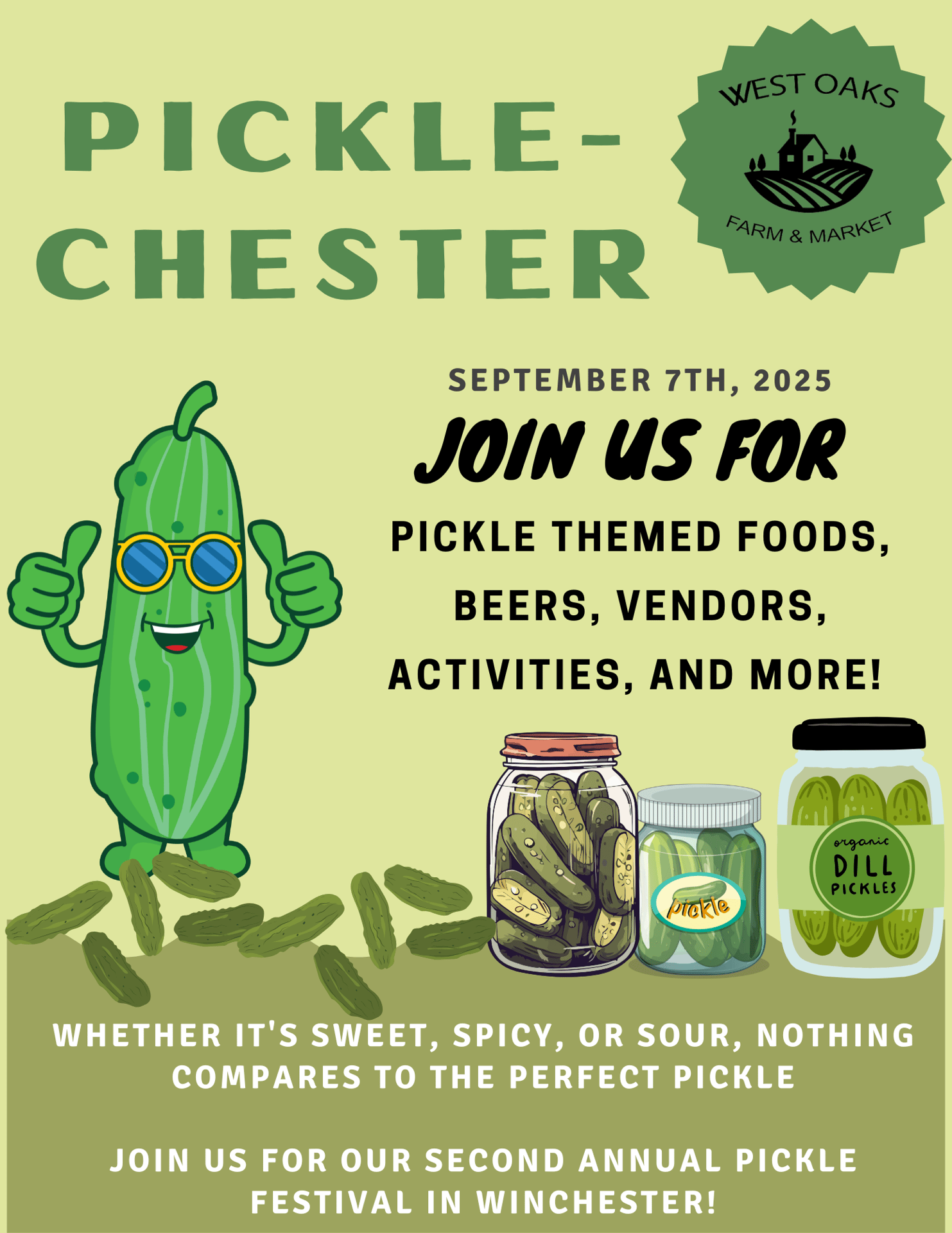 Picklechester! West Oaks 2025 Pickle Festival - West Oaks Farm Market - Restaurant in Winchester, VA