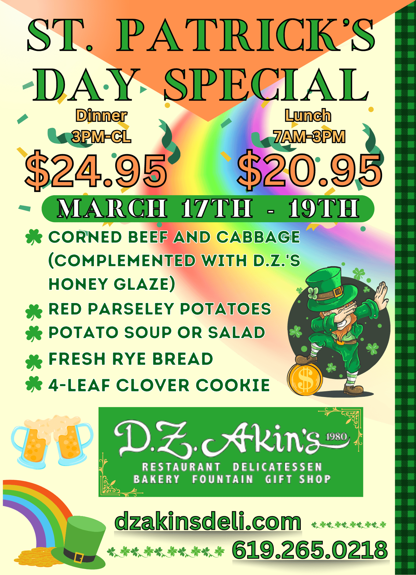 Saint Patricks Day - D.Z. Akin's Restaurant