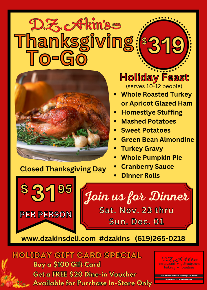 Thanksgiving 2024 - D.Z. Akin's Restaurant