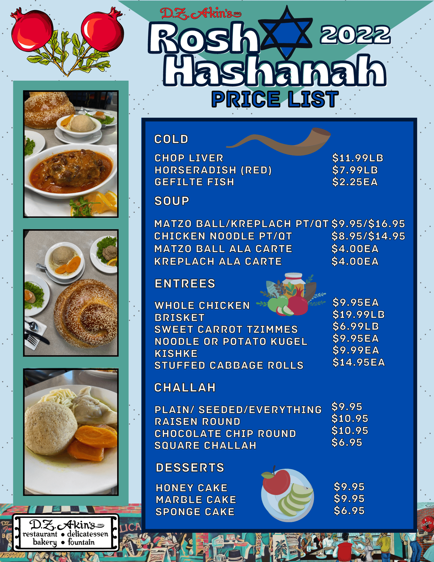 Rosh Hashana Price List D Z Akin s Restaurant Rosh Hashana Price List D Z Akin s Restaurant