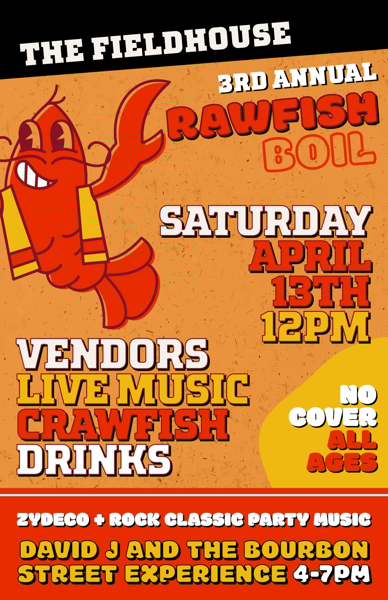 3rd Annual Crawfish Boil Bash - The Fieldhouse at the Crossover - Cedar ...