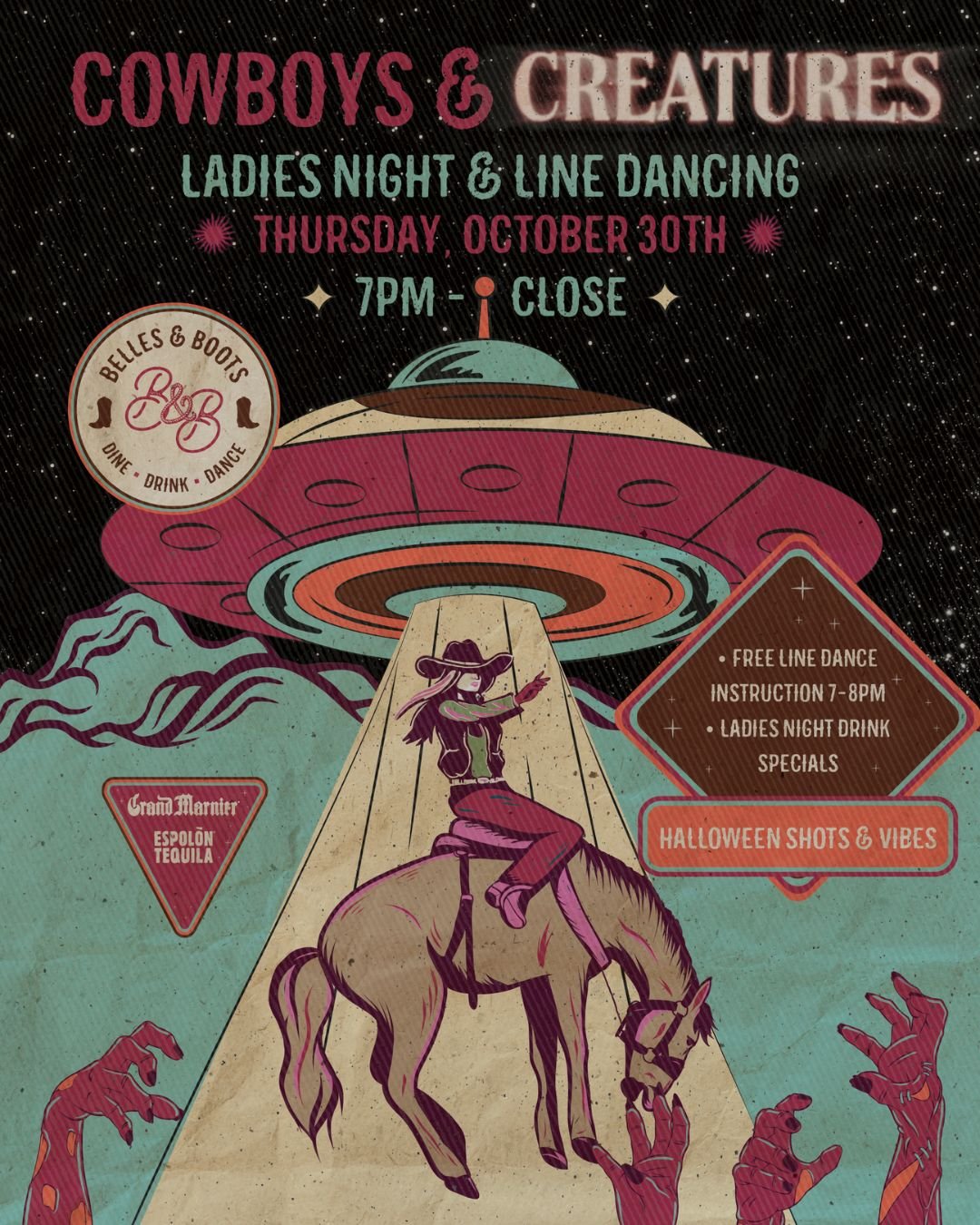 Cowboys & Creatures: Ladies Night & Line Dancing - Belles & Boots