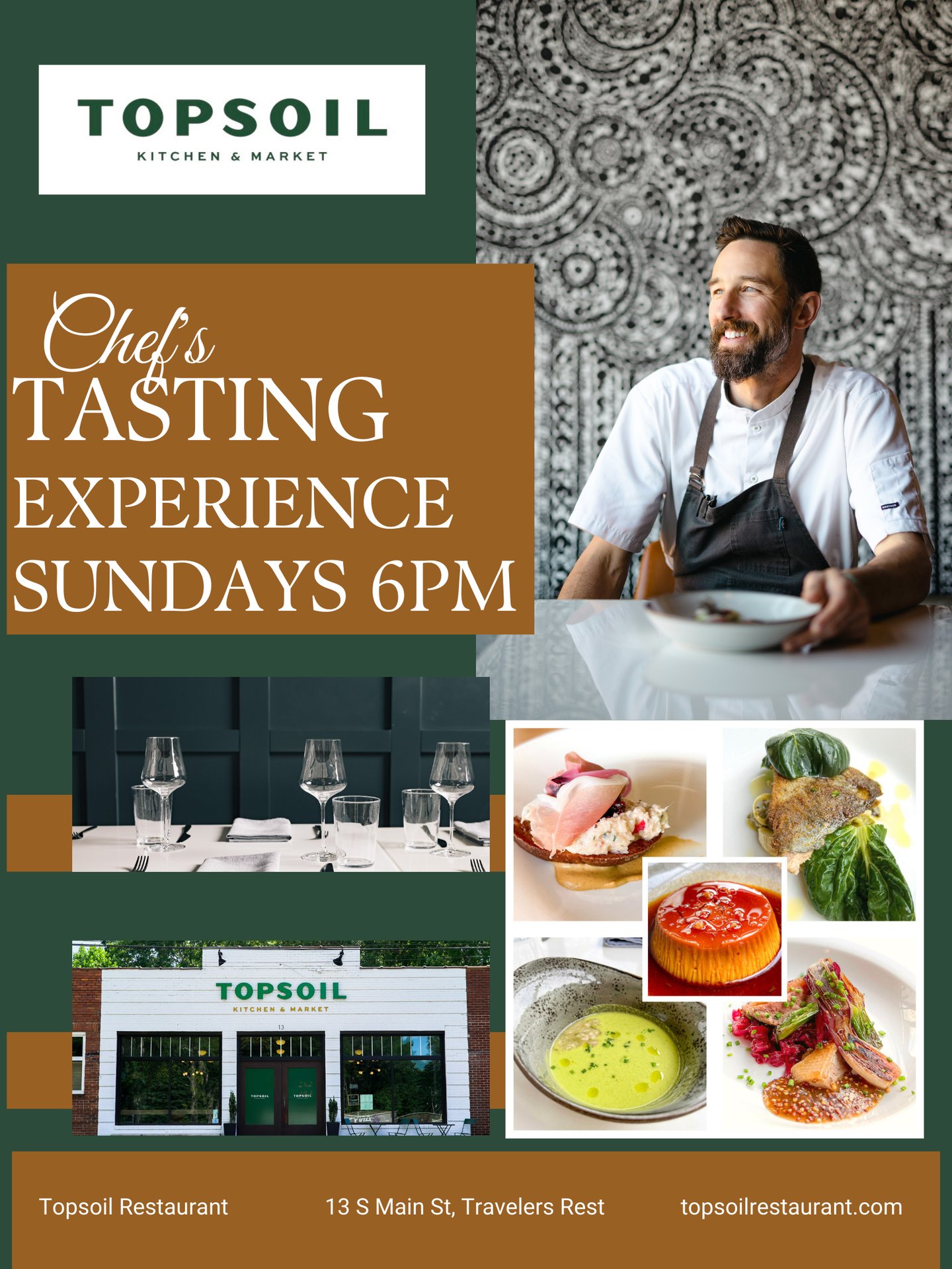 Chef's Tasting Menu Every Sunday Night at Topsoil Restaurant - Farm to ...
