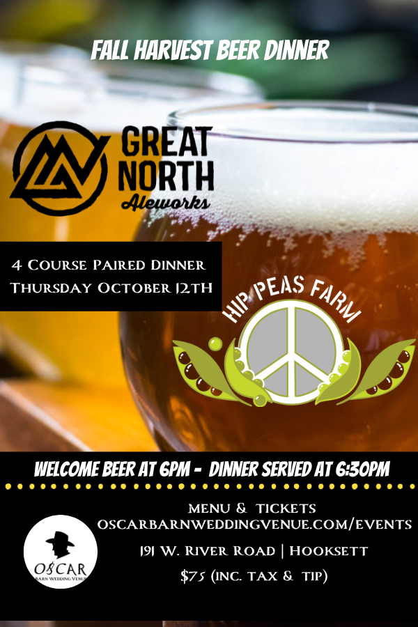 Hip Peas Farm Fall Harvest Great North Beer Dinner - Tap House Grille