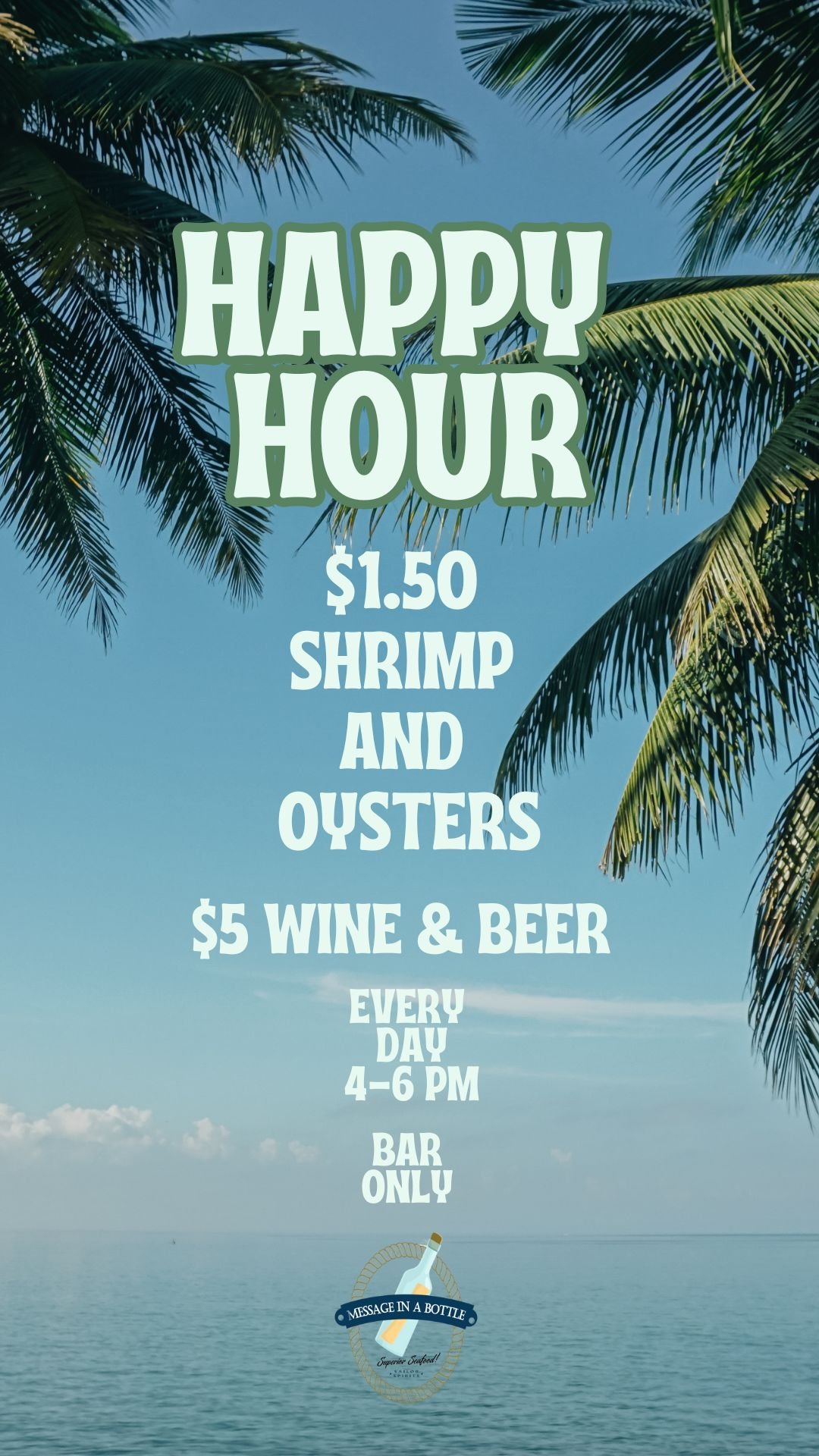 Message in a Bottle Happy Hour - Funwoody Restaurants