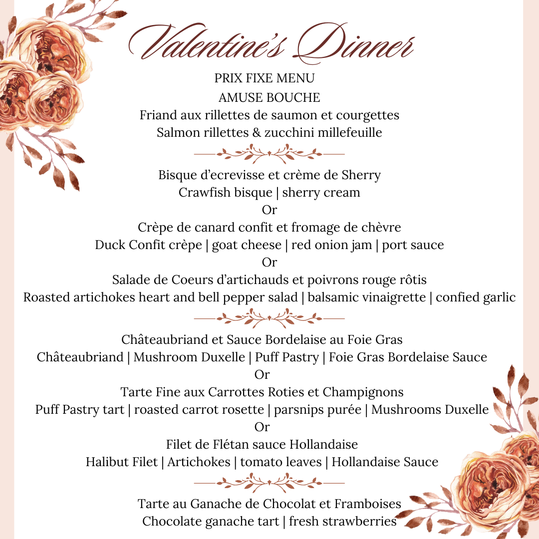Valentine's Day Prix Fixe Dinner - Café Rabelais - French Restaurant in ...