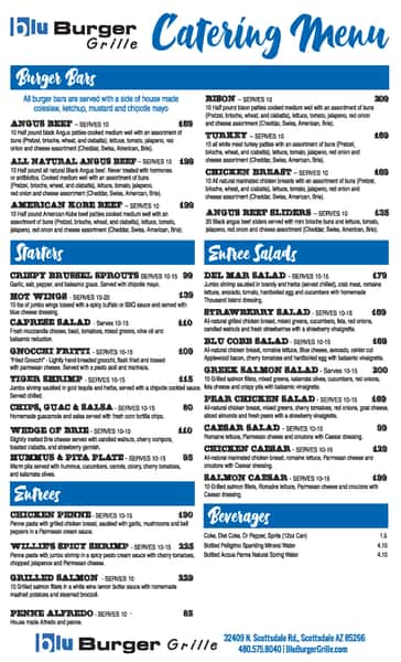 Catering - Blu Burger Grille - Burger Joint in Scottsdale, AZ