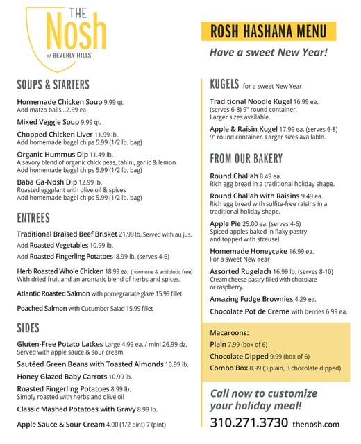 Menus - The Nosh - Deli in Beverly Hills, CA