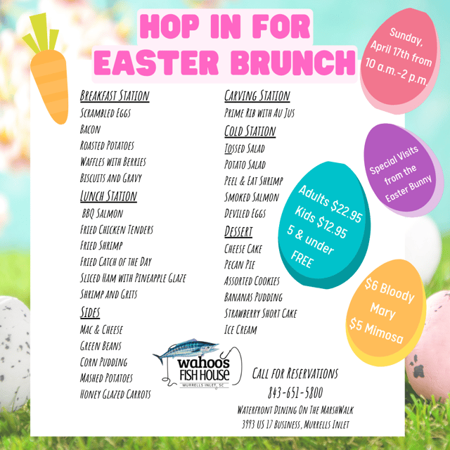 Menu - Wahoos Fish House - Seafood Restaurant in Murrells Inlet, SC