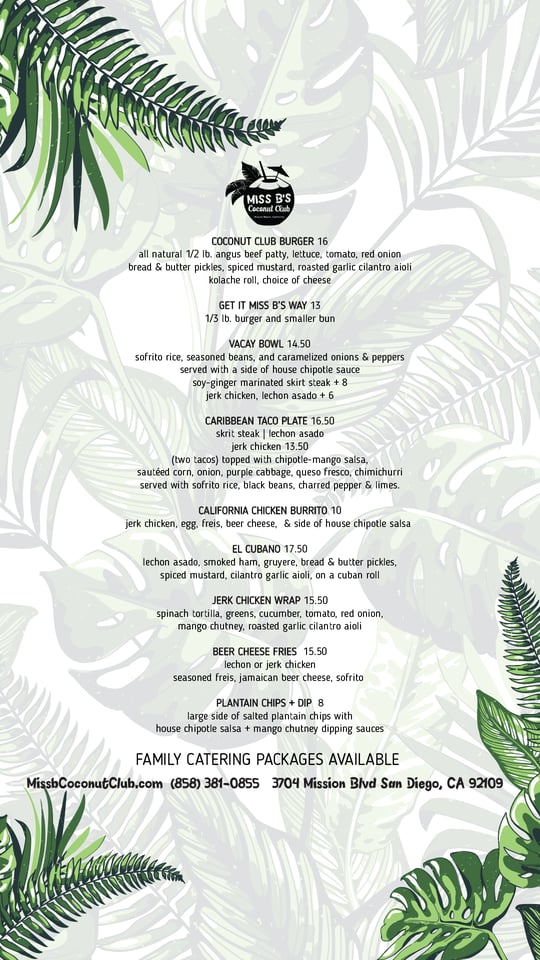 Miss B's Coconut Club - Restaurant in San Diego, CA