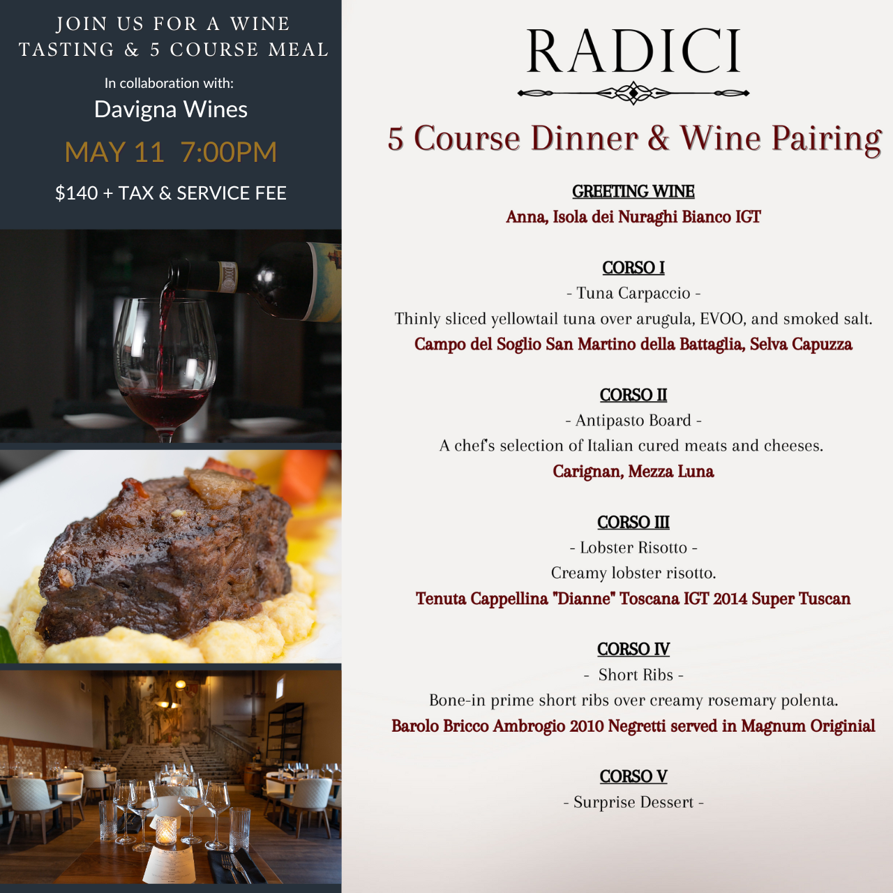 Wine Pairing Menu